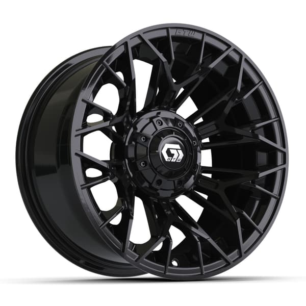 14″ GTW® Stellar Matte Black Wheels Golf Cart 14" Wheels on 14x23" Nom ...