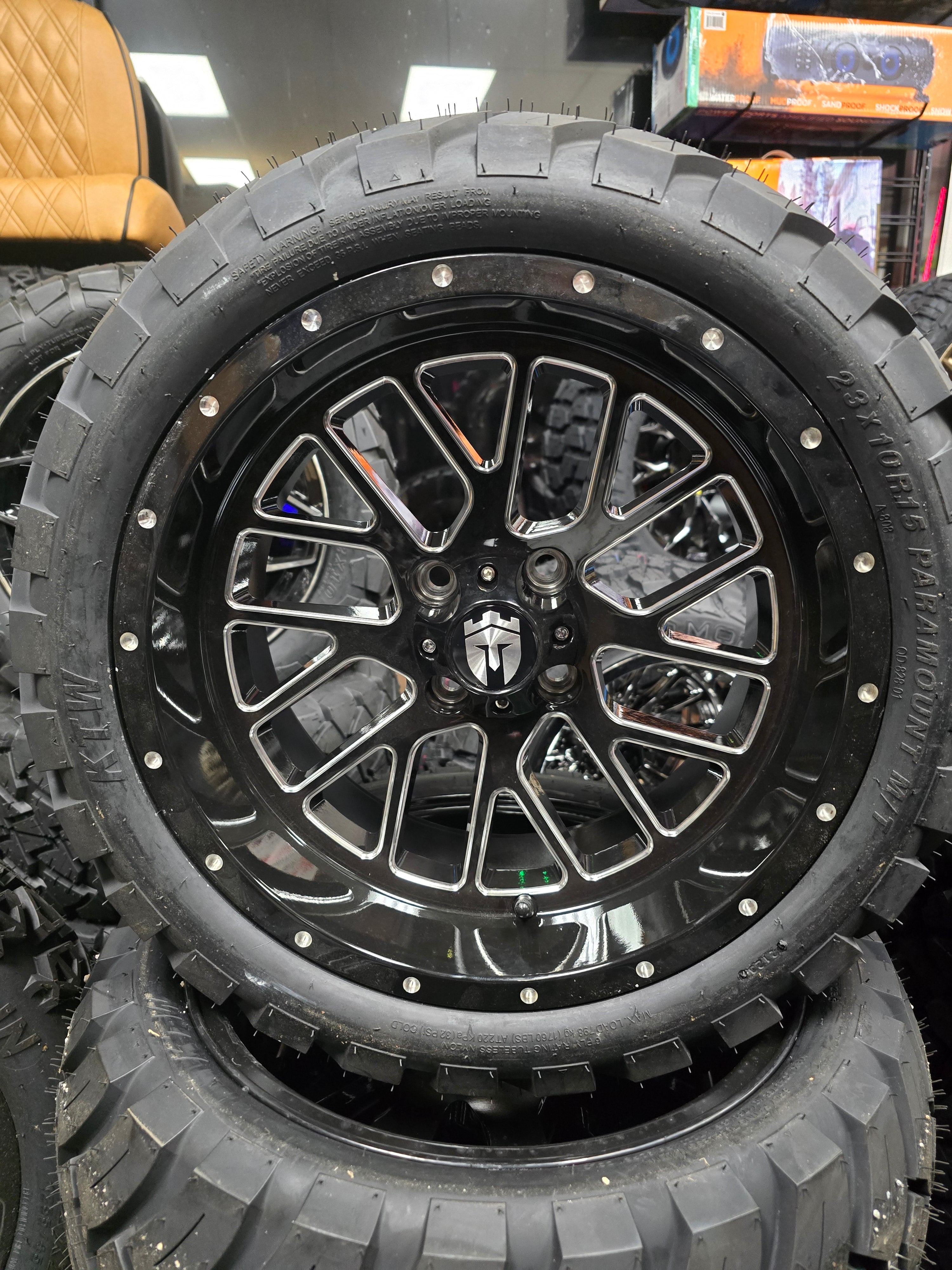 EMPIRE KNIGHT 15″ K2 Golf Cart Wheels on 15x23" Paramount All Terrain ...