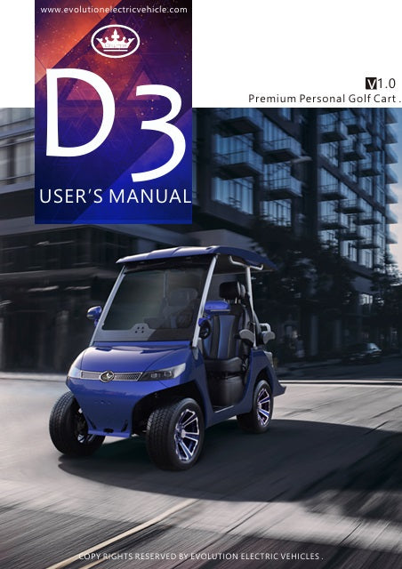EVOLUTION D3 OWNERS MANUAL (DIGITAL DOWNLOAD ONLY READ PRODUCT DESCRIP – Elite Custom Golf Carts LLC