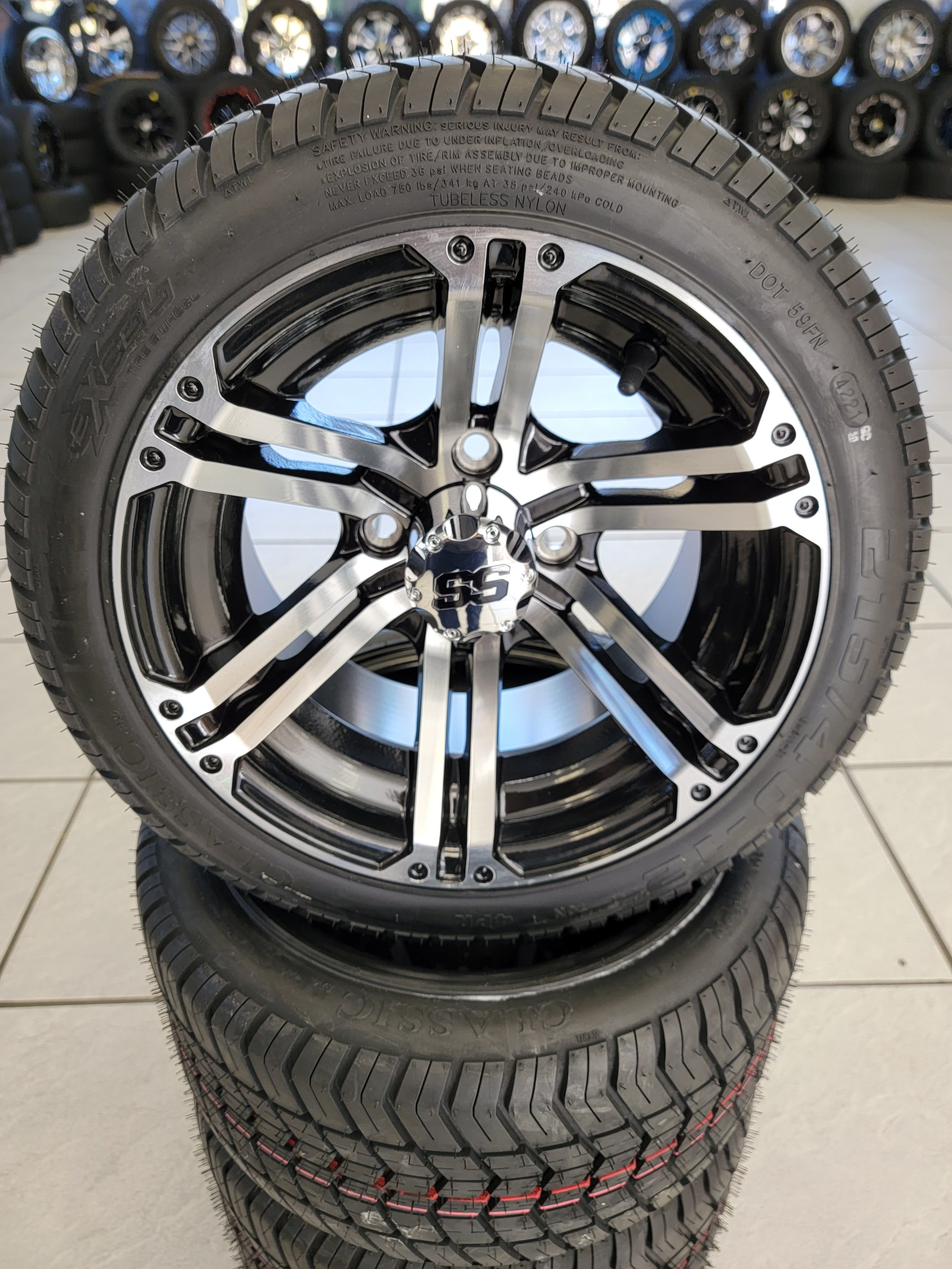 GOLF CART 12" TERMINATOR WHEELS ON l LOW PROFILE TIRES (SET OF 4) opti ...